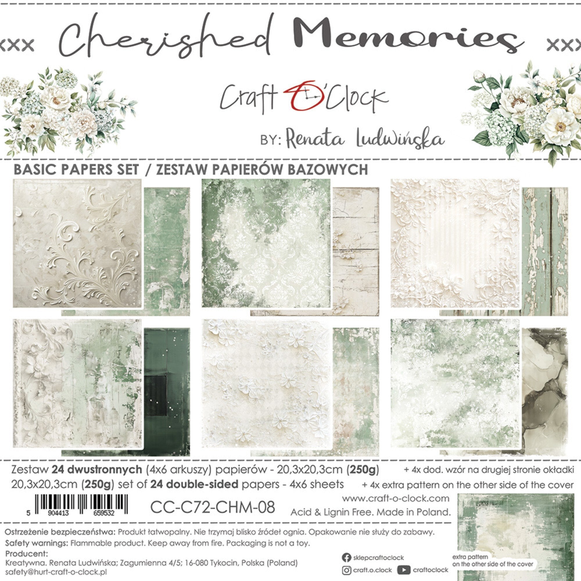 Craft O'Clock Cherished Memories 8x8 inch basic paper set- arkpakke ...